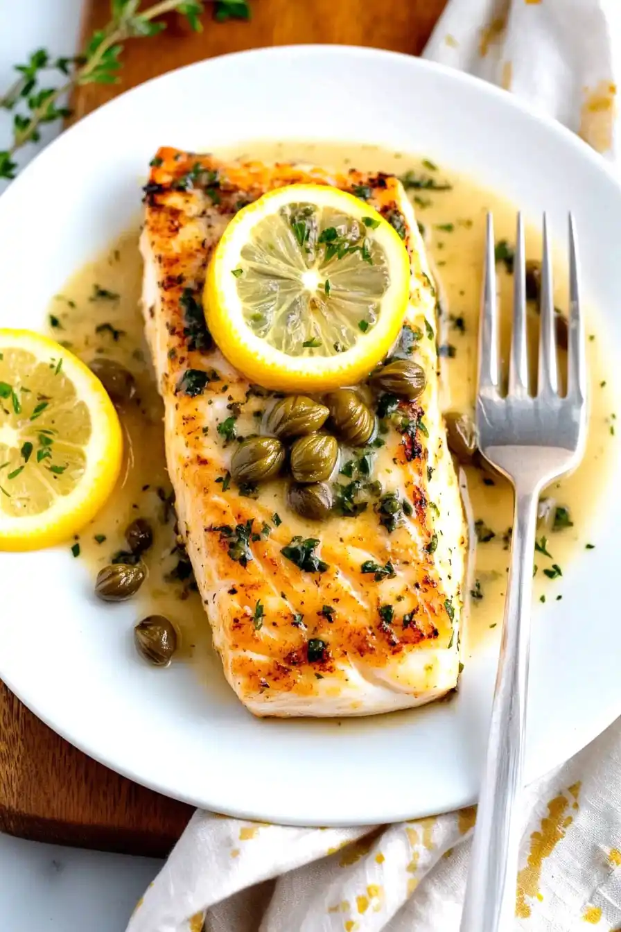Tasty Halibut with Lemon Caper Sauce