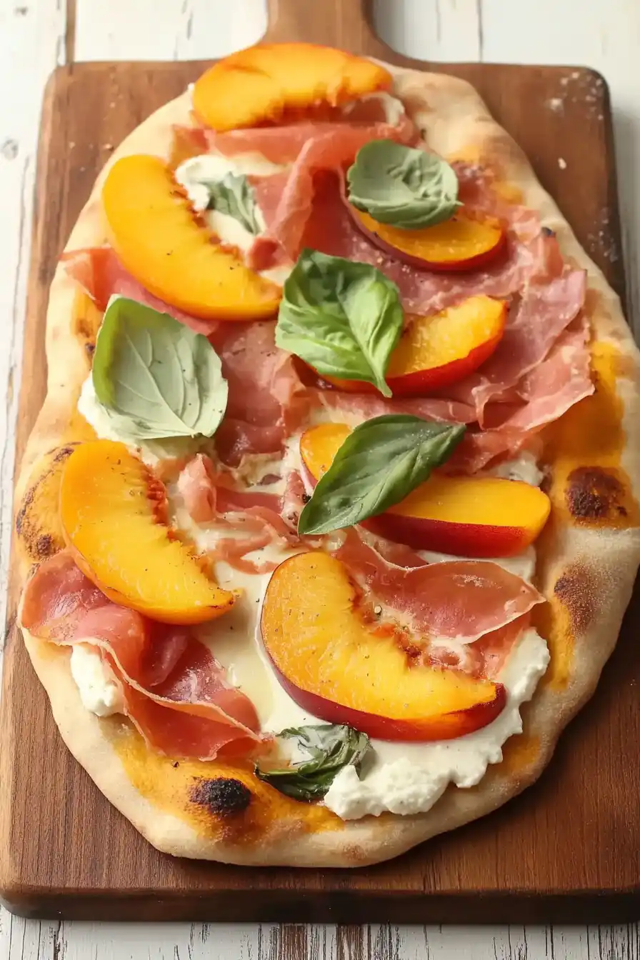Delicious Grilled Peach Flatbread Pizza