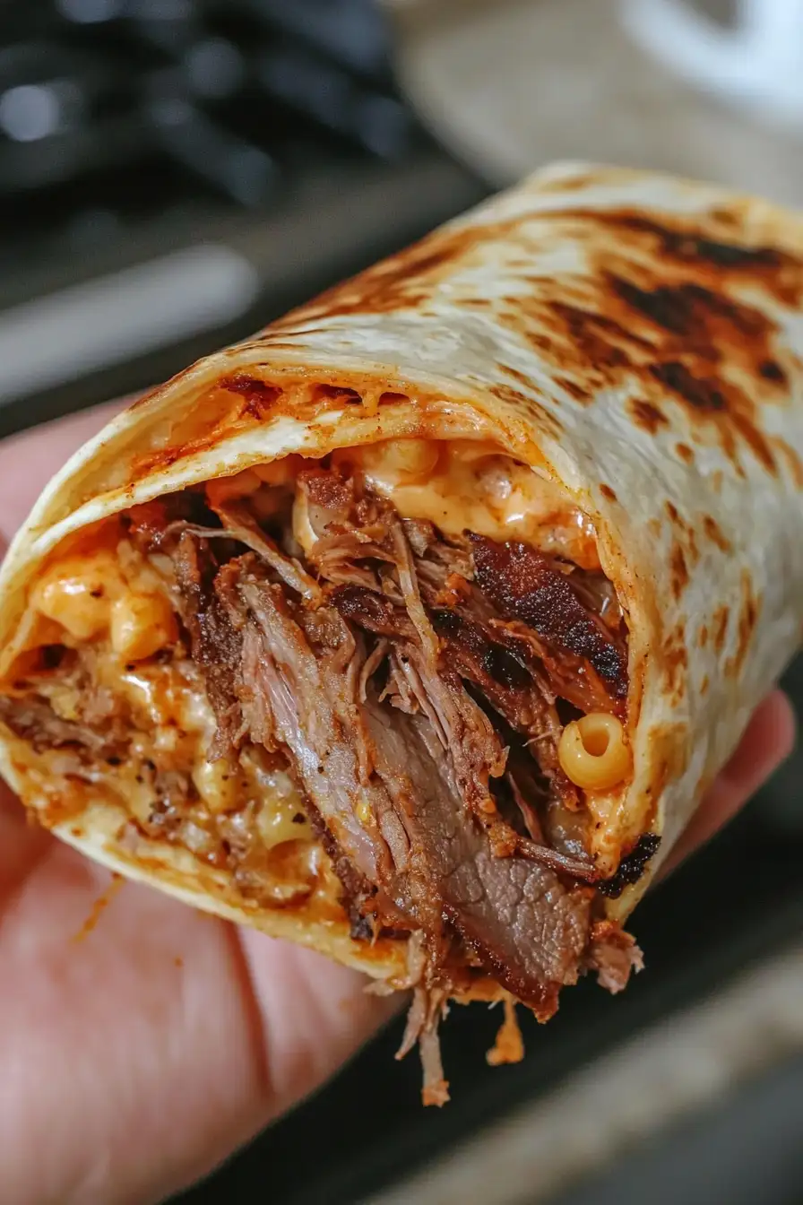 Easy Brisket Mac and Cheese Burrito