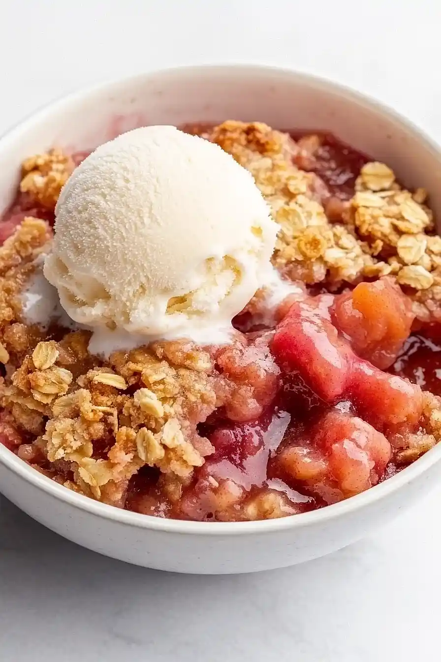 Classic Rhubarb Crisp with Frozen Rhubarb