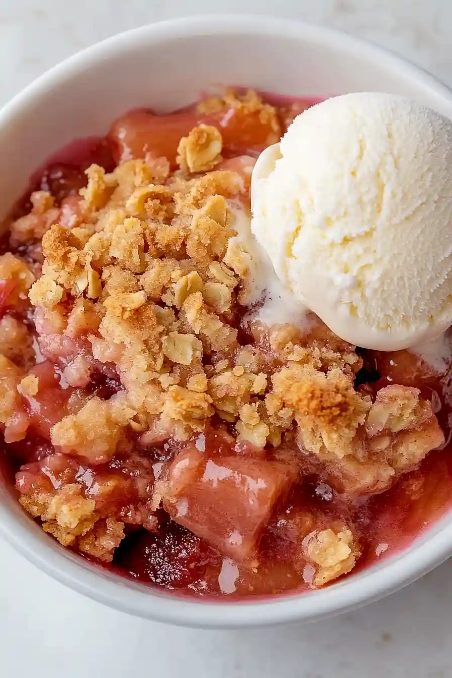 Classic Rhubarb Crisp with Frozen Rhubarb