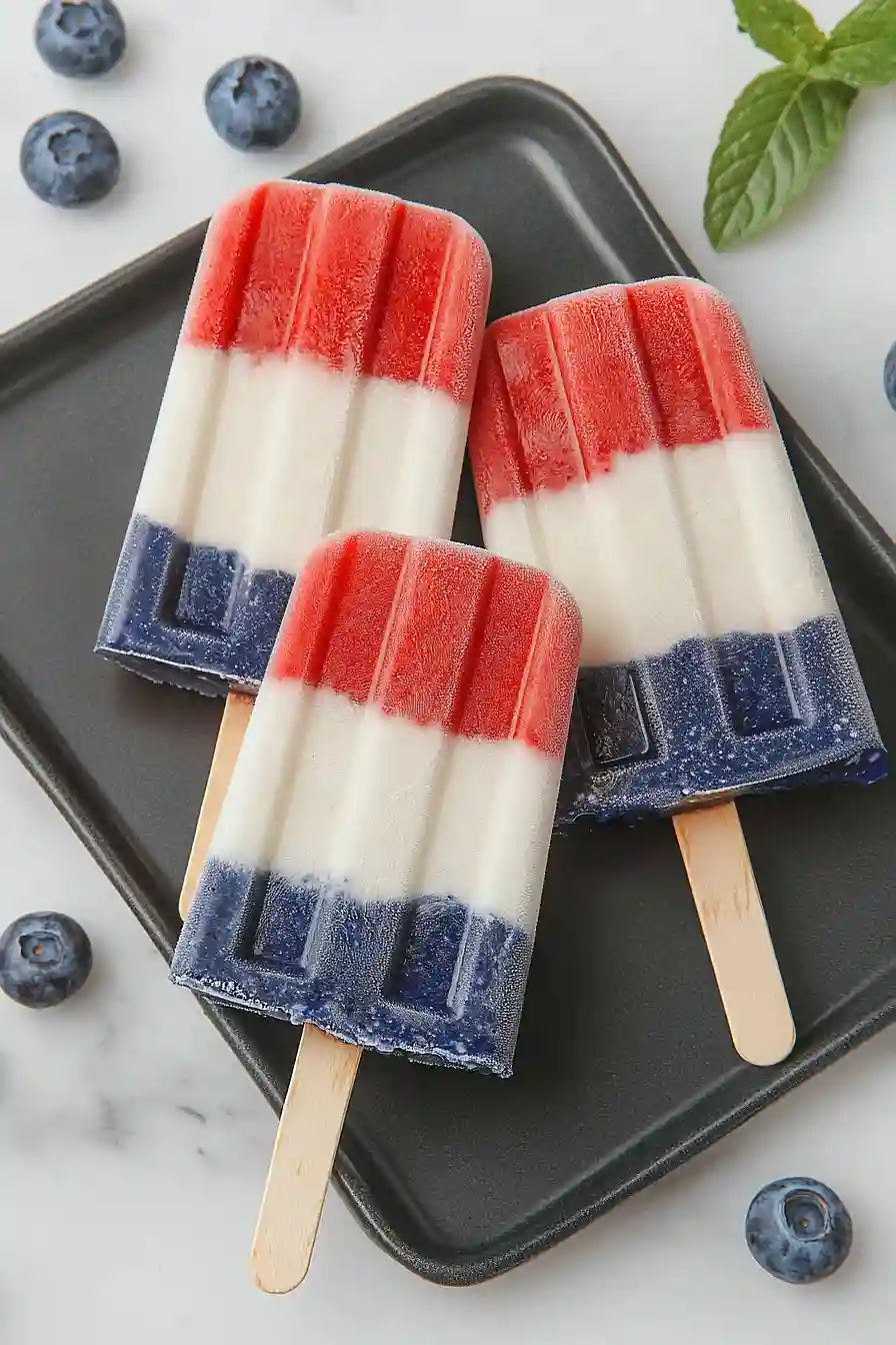 Simple 4-Ingredient Red White and Blue Popsicles