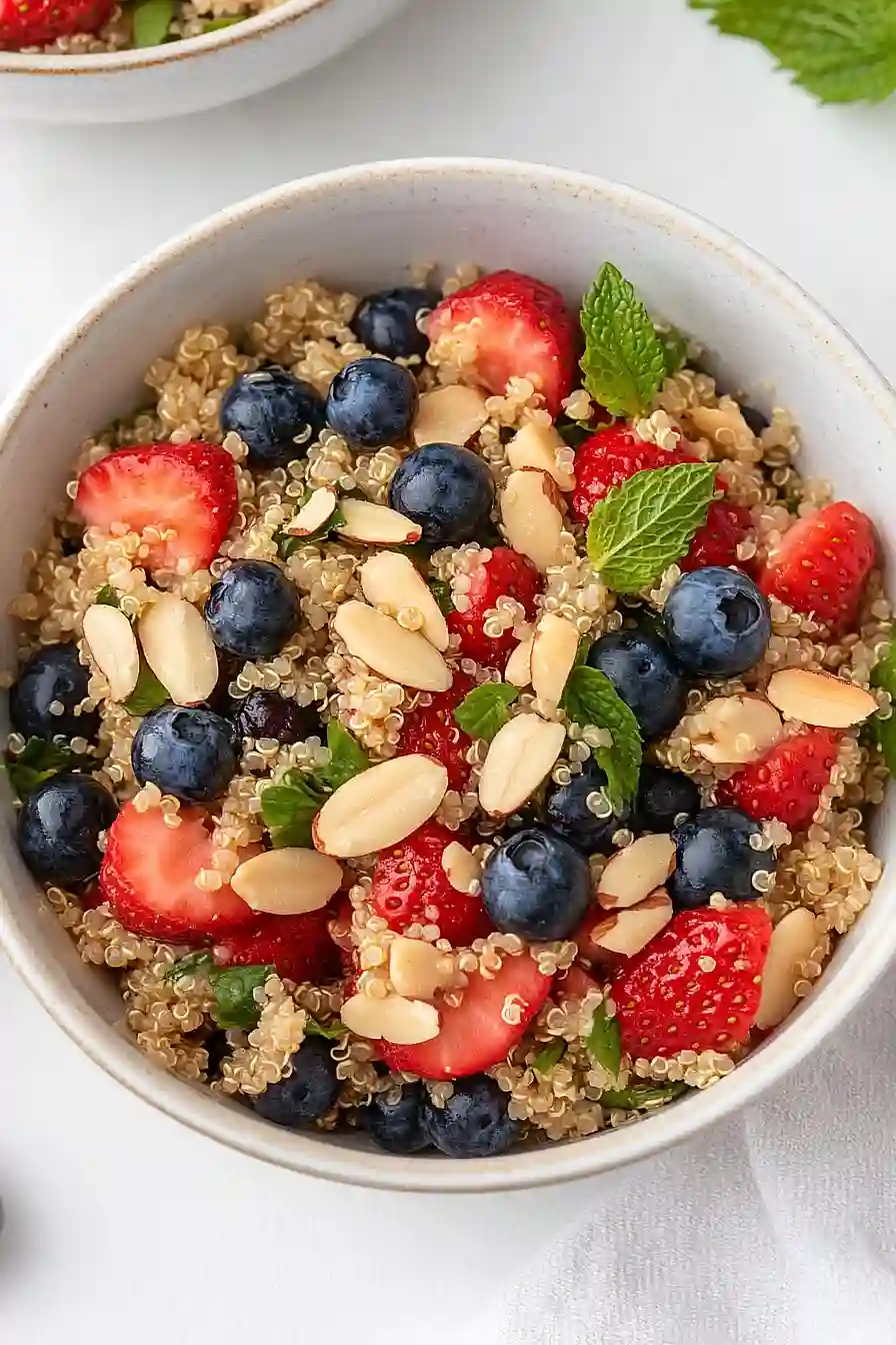 Honey Lime Red White Blue Quinoa Salad