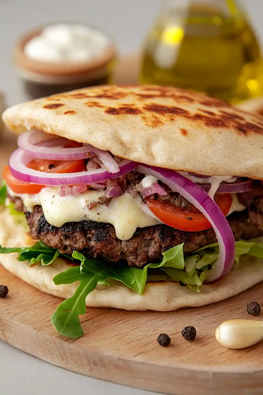 Flavorful Mediterranean Gyro Smash Burger