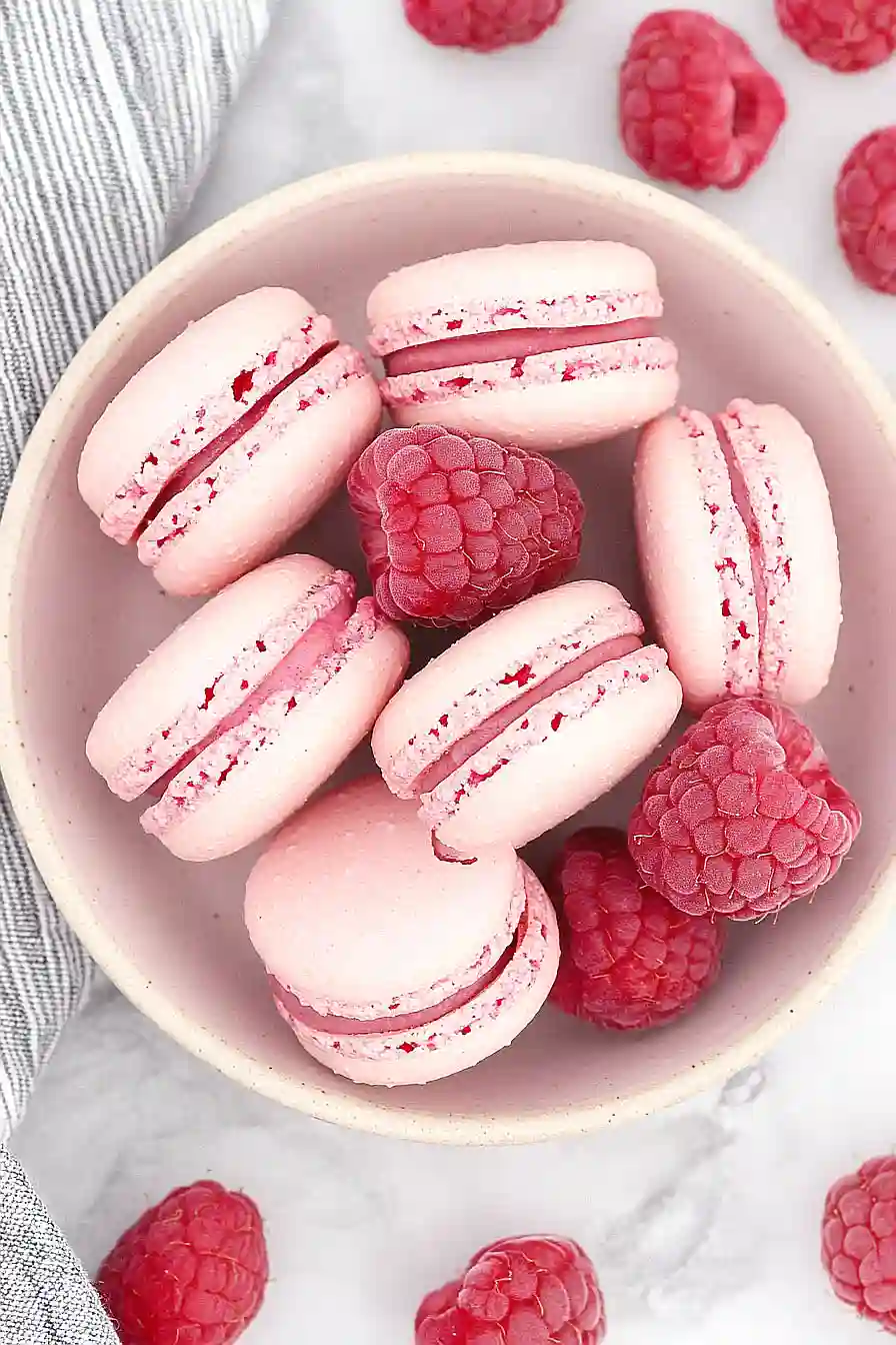 Jam-Filled Raspberry Macarons