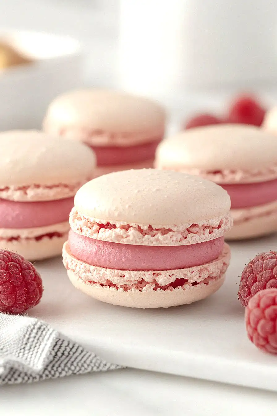 Jam-Filled Raspberry Macarons