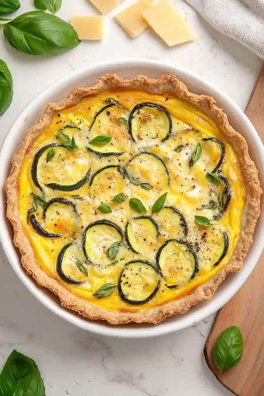 Creamy Three Cheese Zucchini Quiche