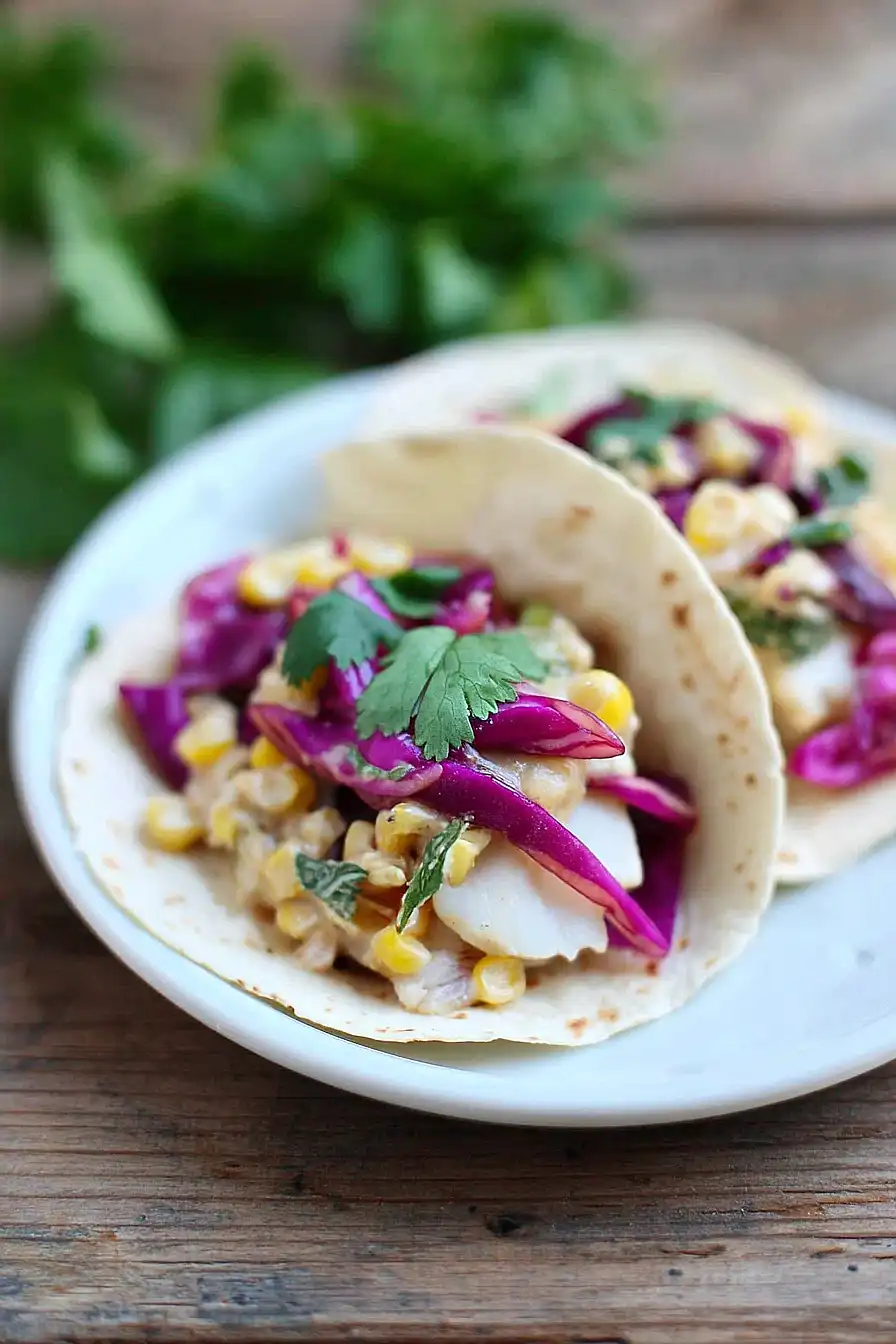 Simple Fish Tacos with Corn Salad