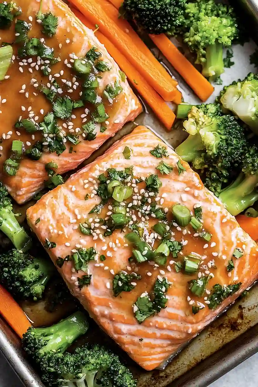 Savory Asian Sheet Pan Salmon and Veggies