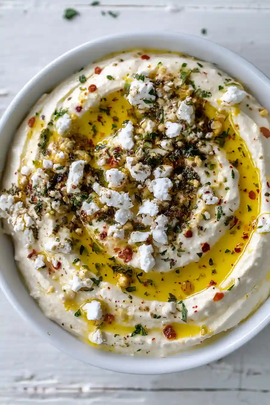 Mediterranean Whipped Feta Hummus Dip