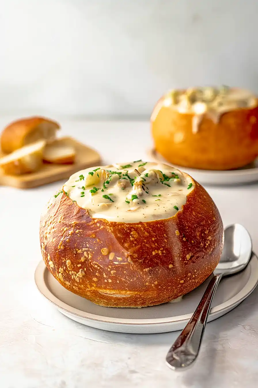 Easy Clam Chowder in a Bread Bowl