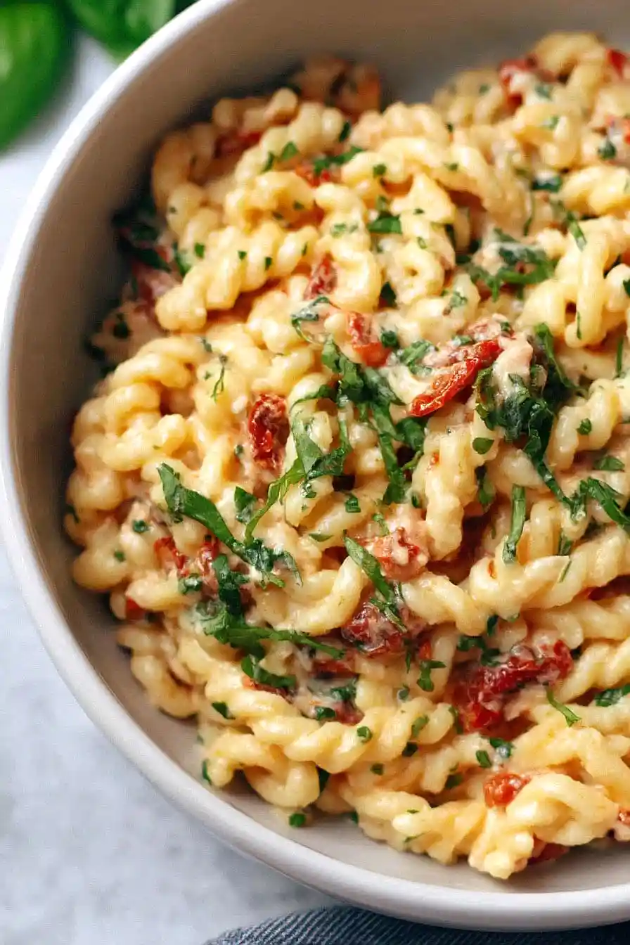 Parmesan Sun Dried Tomato Pasta with Heavy Cream