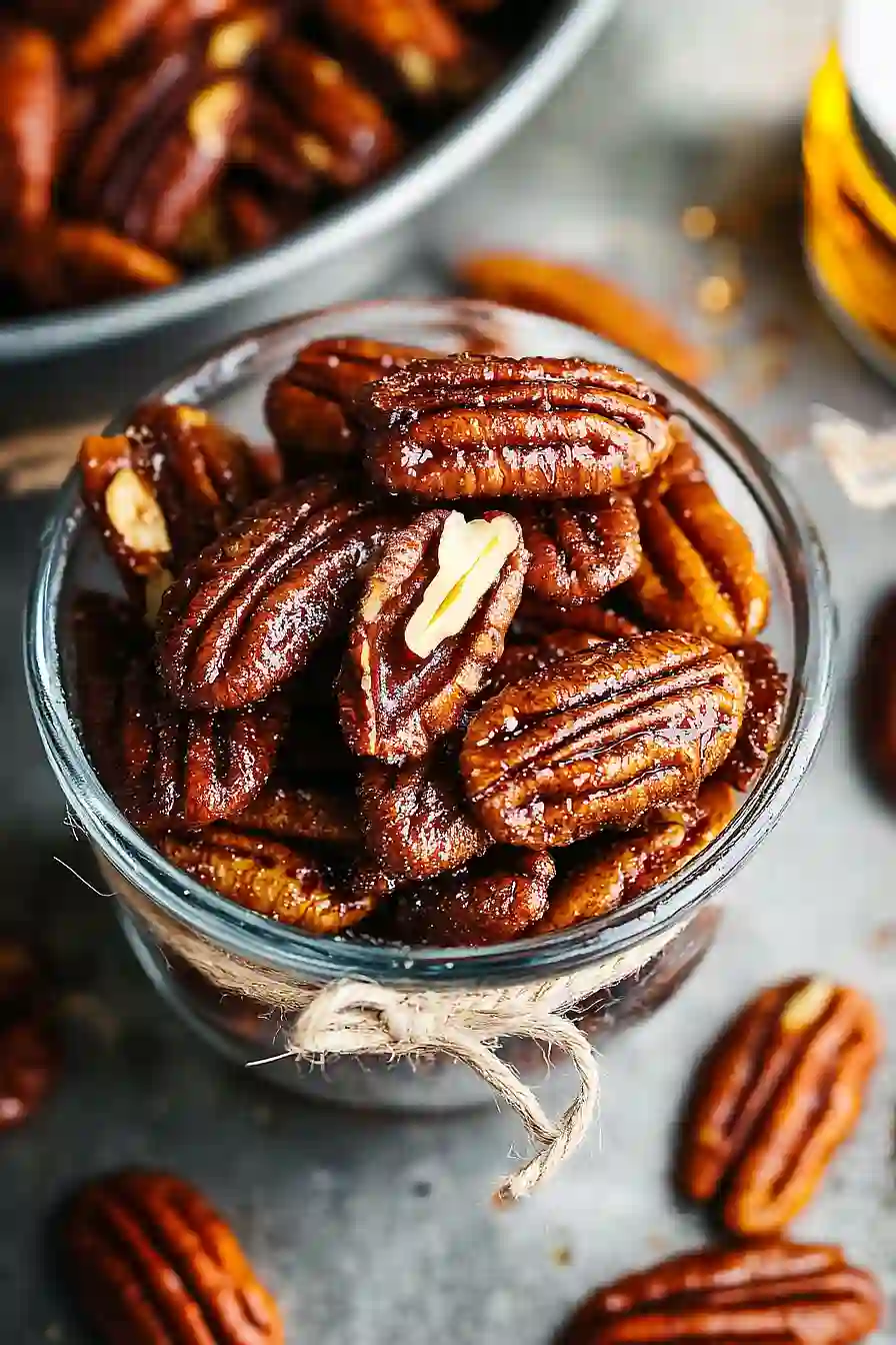 Simple Maple Bourbon Candied Pecans