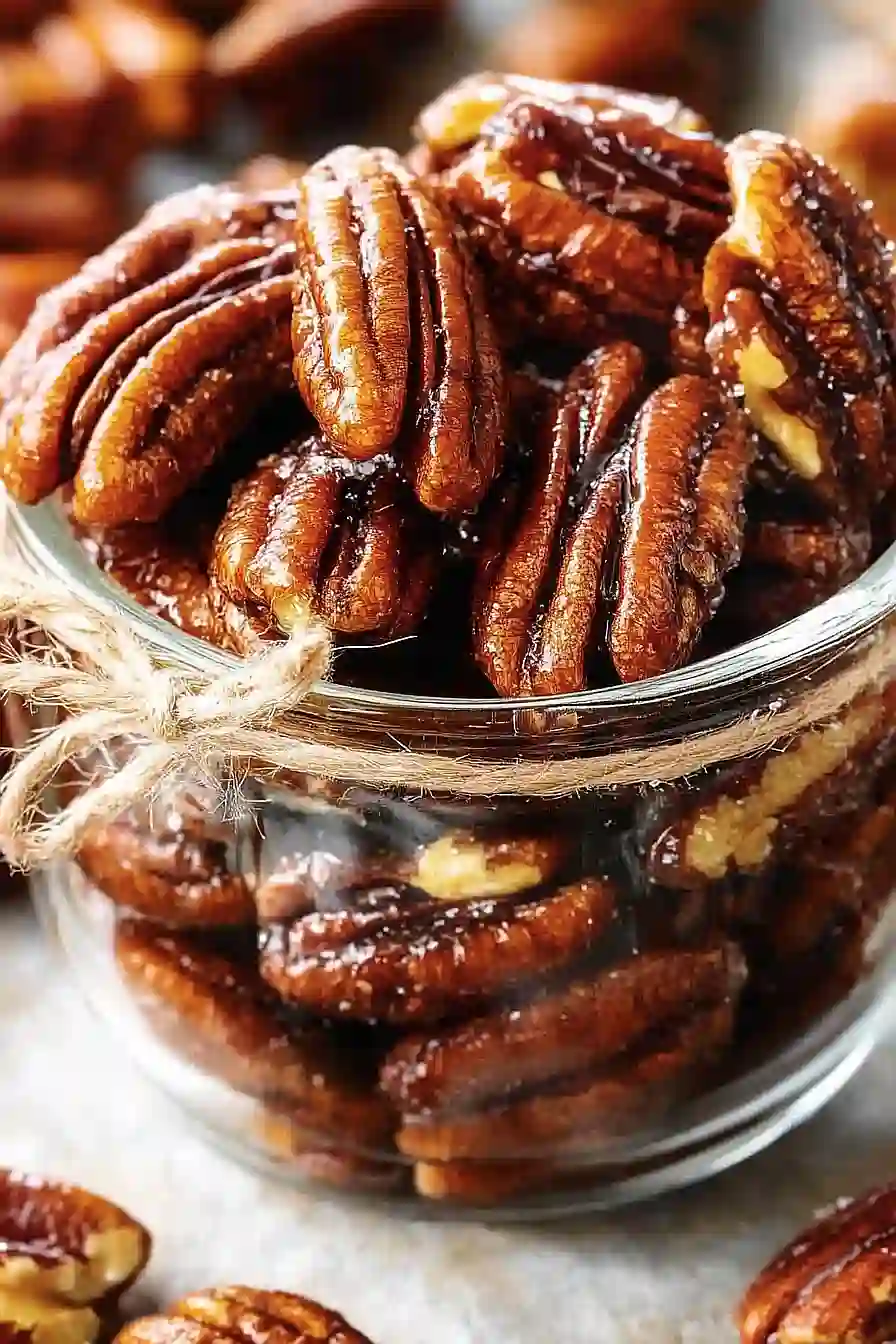 Simple Maple Bourbon Candied Pecans
