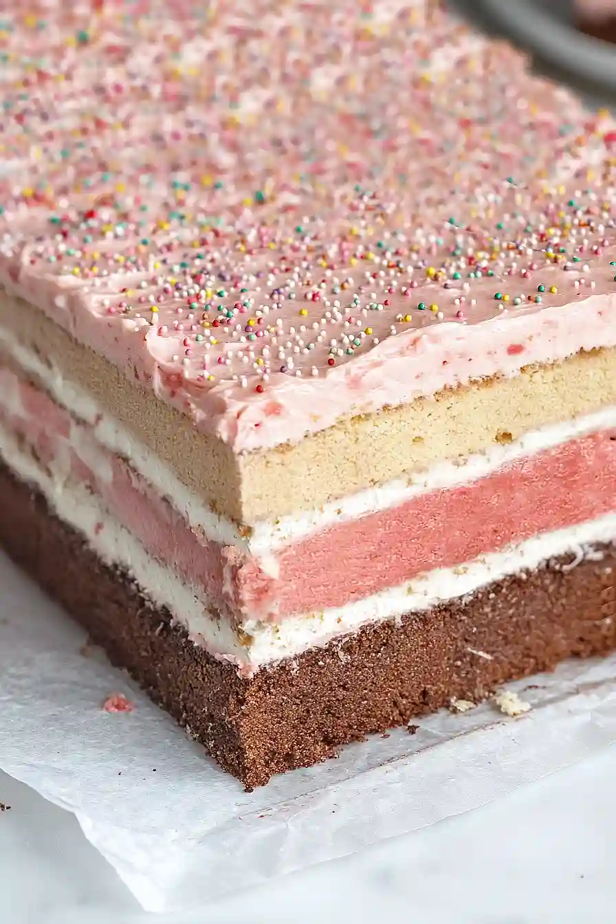 Colorful Neapolitan Slab Cake
