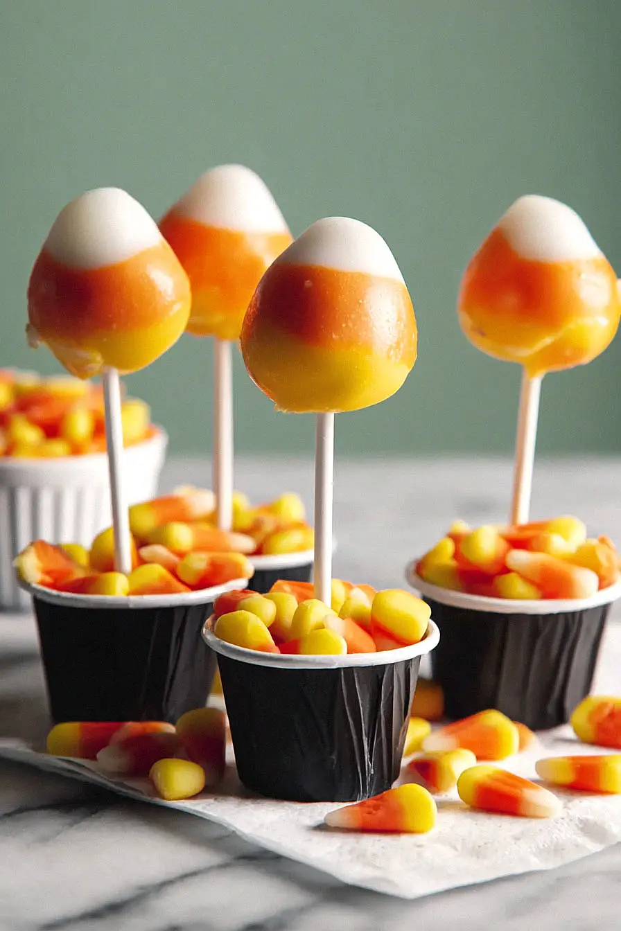 Sweet Candy Corn Halloween Cake Pops