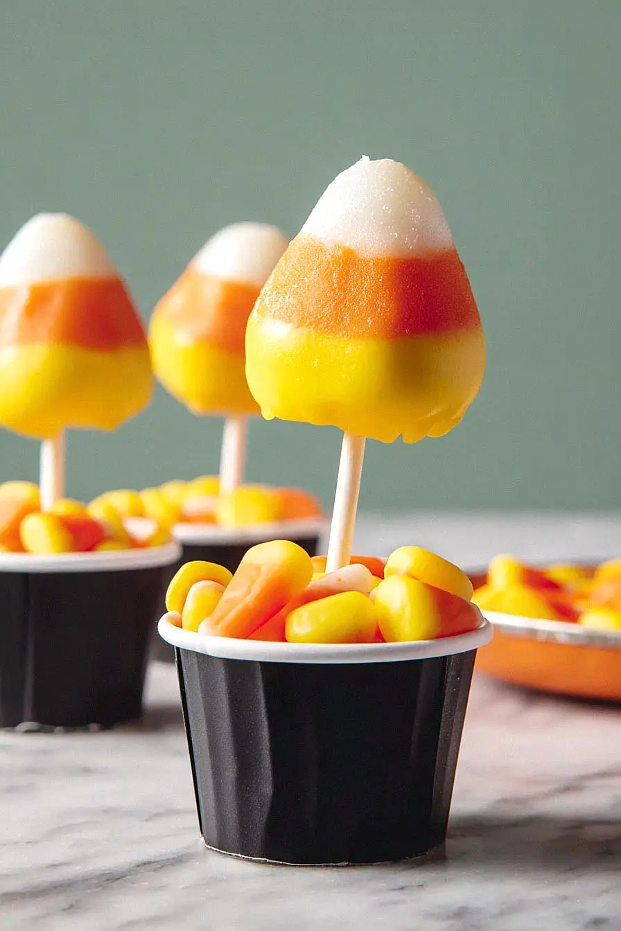 Sweet Candy Corn Halloween Cake Pops