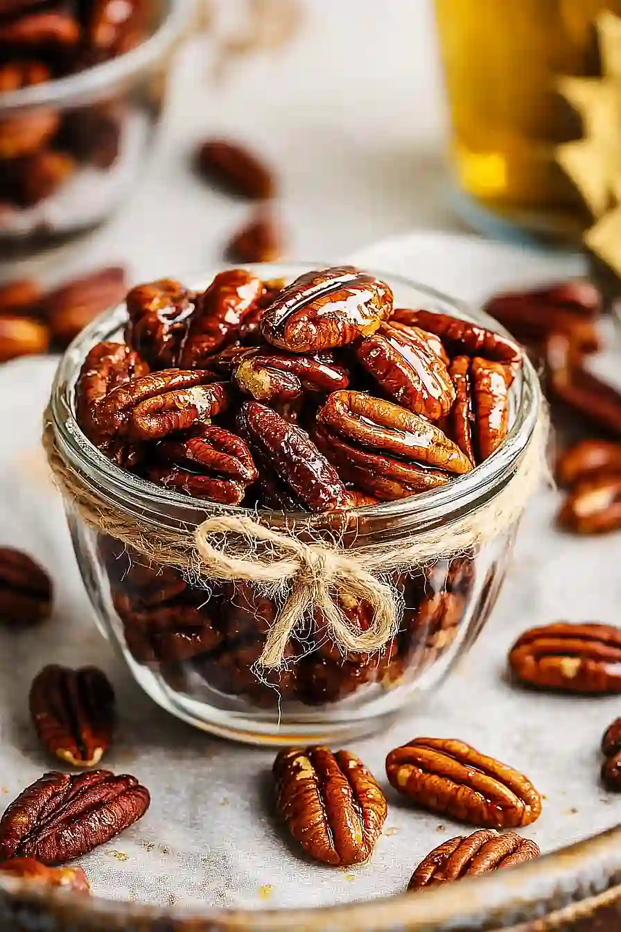 Simple Maple Bourbon Candied Pecans