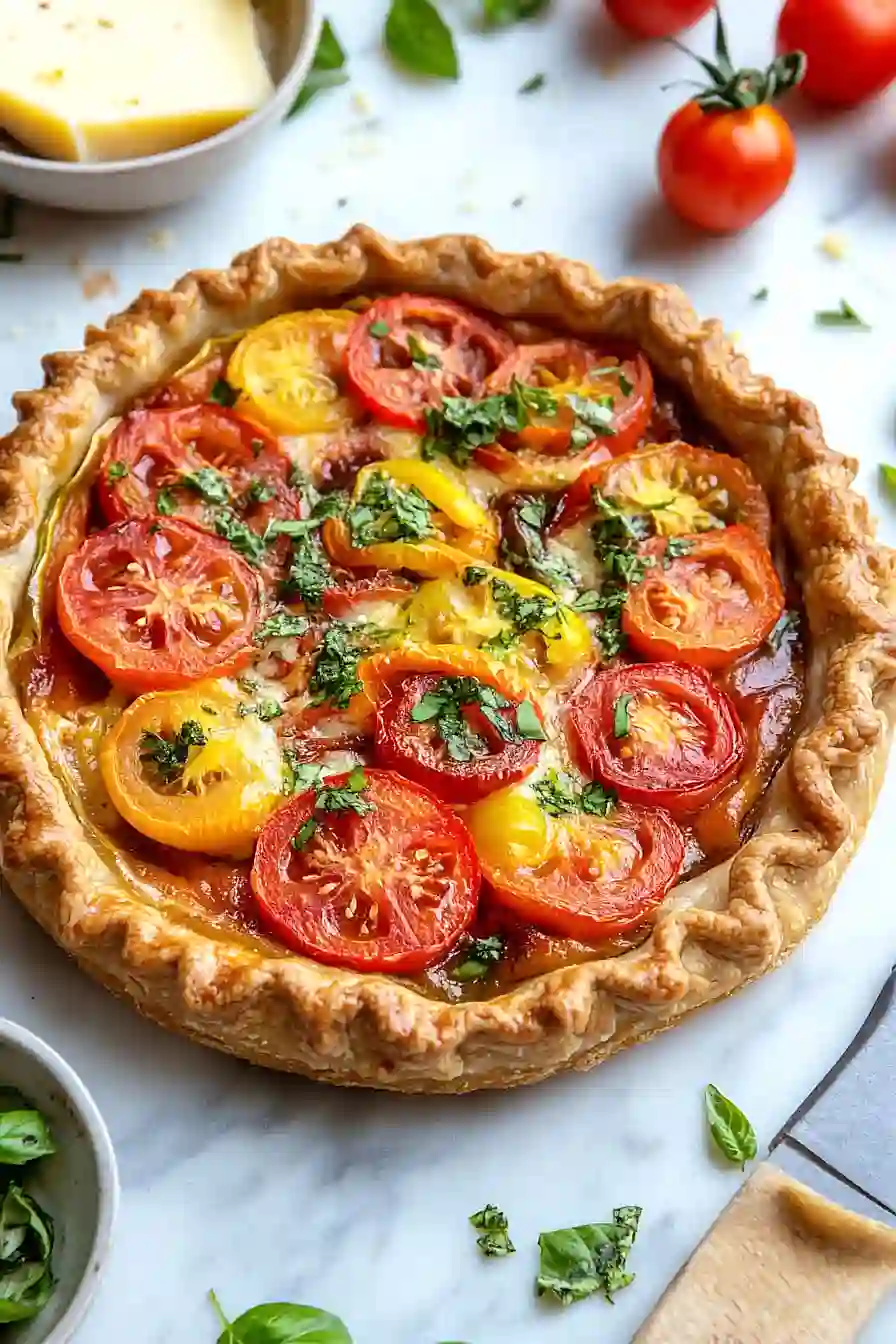 Cheesy Heirloom Tomato Pie