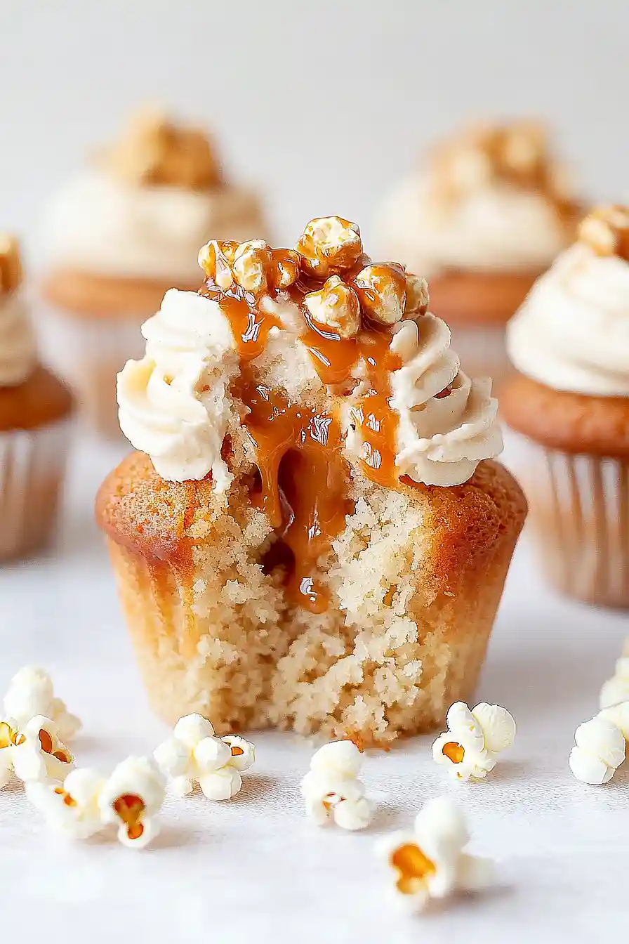 Simple Caramel Popcorn Cupcakes