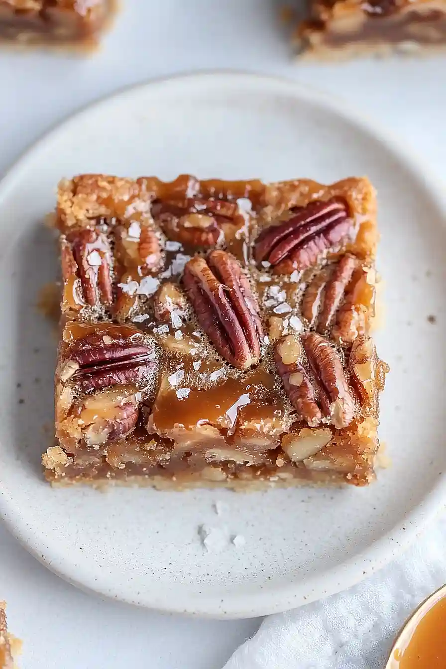 Decadent Salted Caramel Maple Pecan Pie Bars