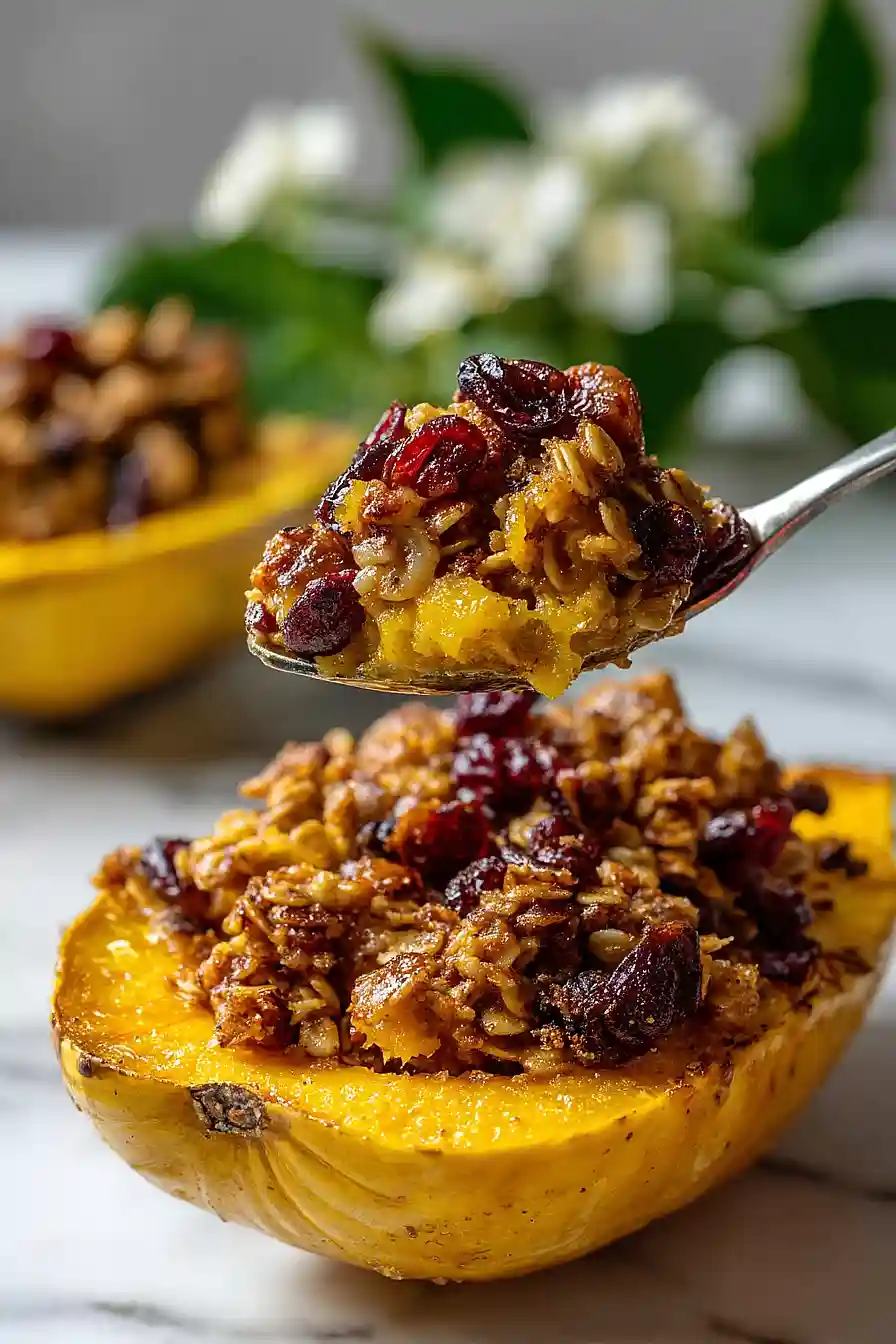 Simple Oatmeal Stuffed Acorn Squash
