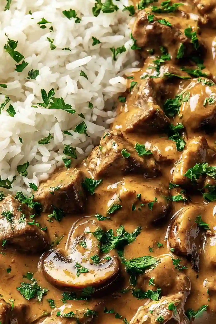 Perfect Beef Stroganoff with Rice