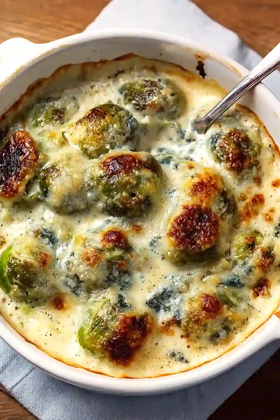 Tasty Brussels Sprouts Gratin with Blue Cheese