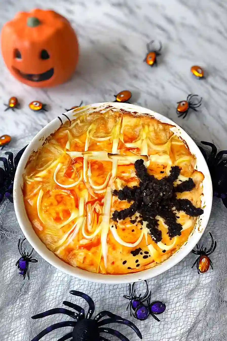 Quick Spider Web Buffalo Chicken Dip