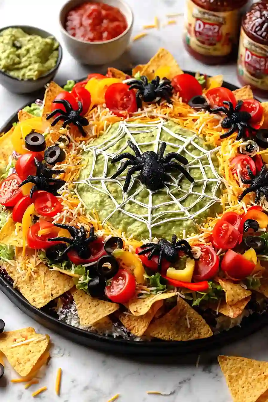 Spooky Spider Web Seven Layer Dip
