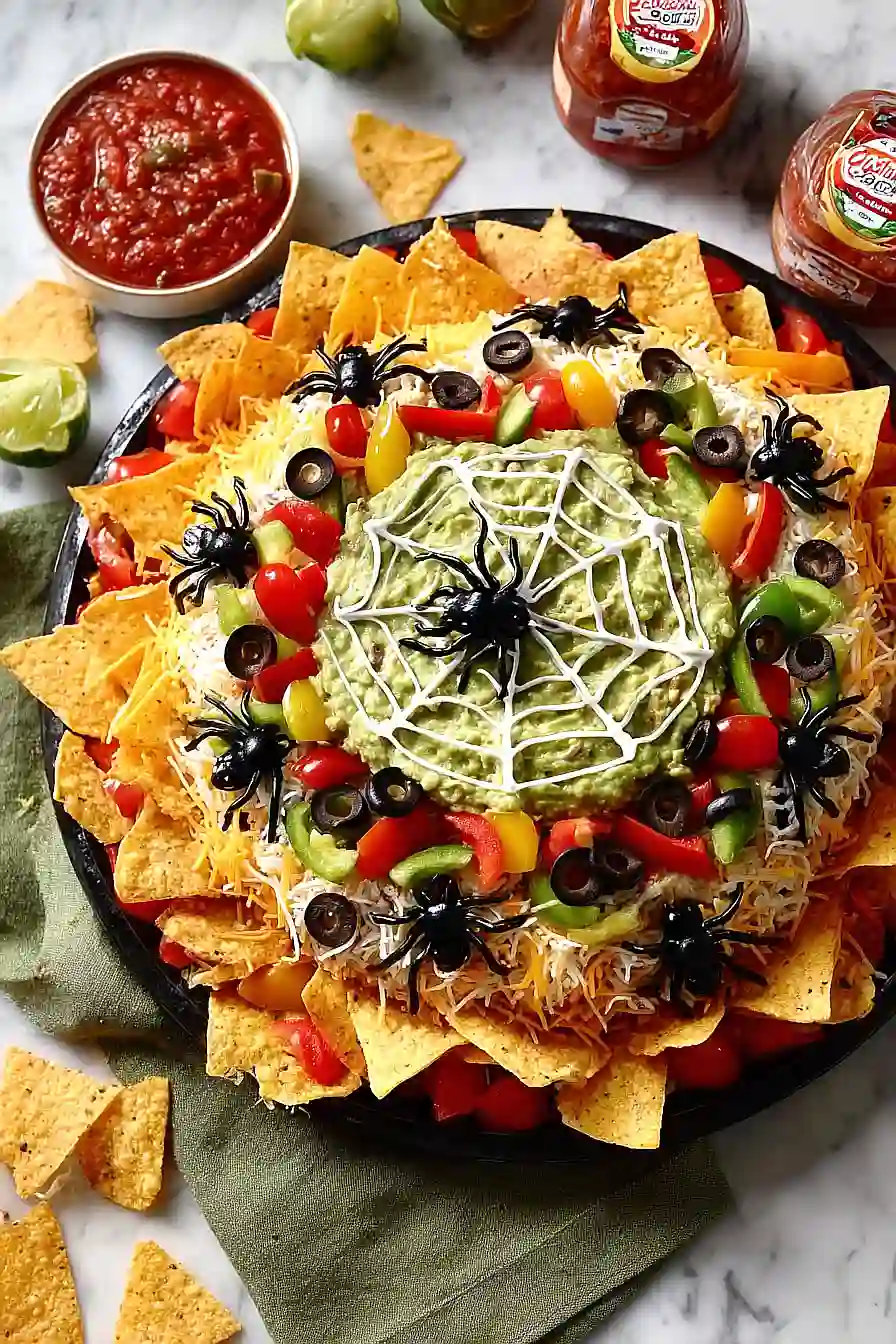 Spooky Spider Web Seven Layer Dip