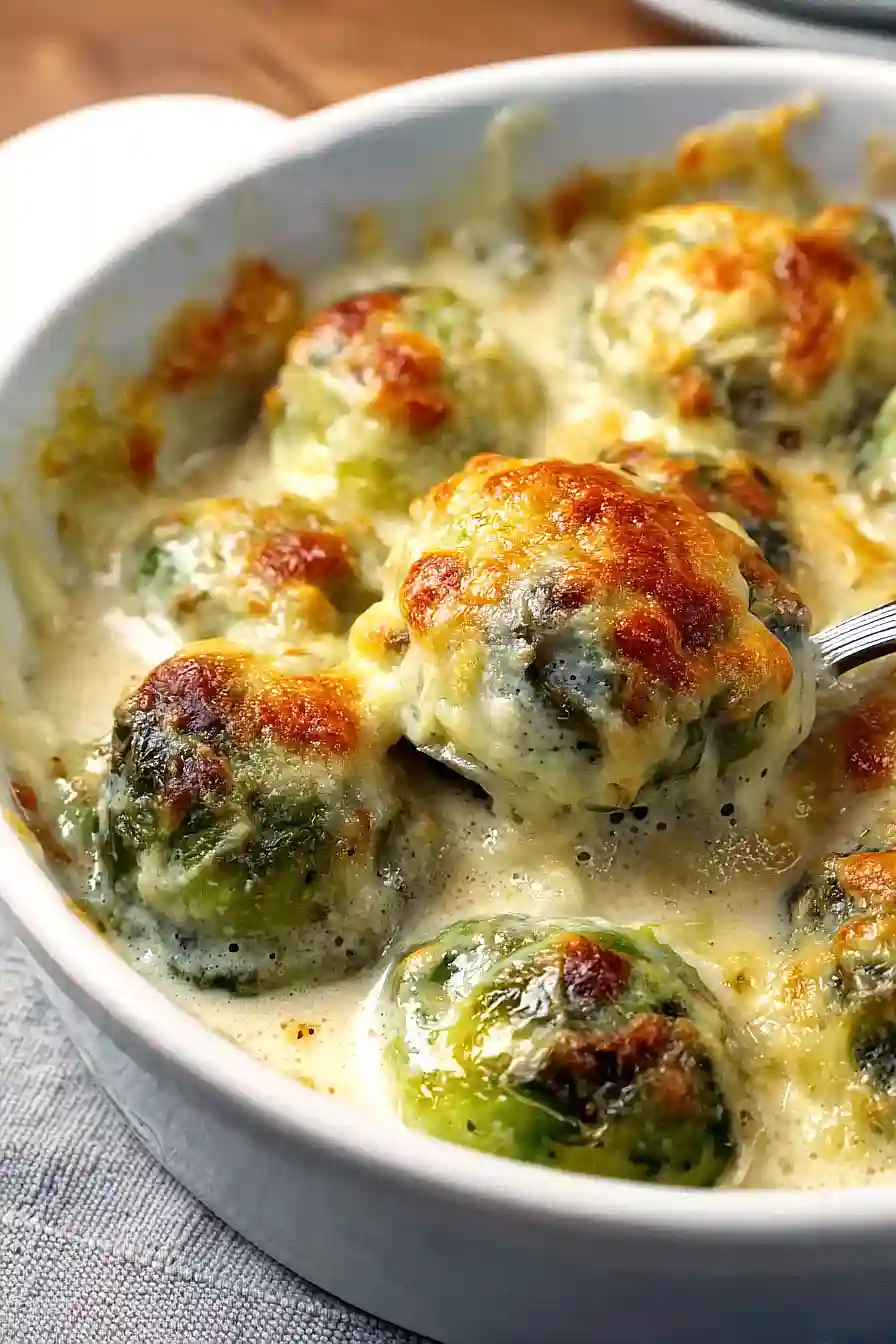 Tasty Brussels Sprouts Gratin with Blue Cheese