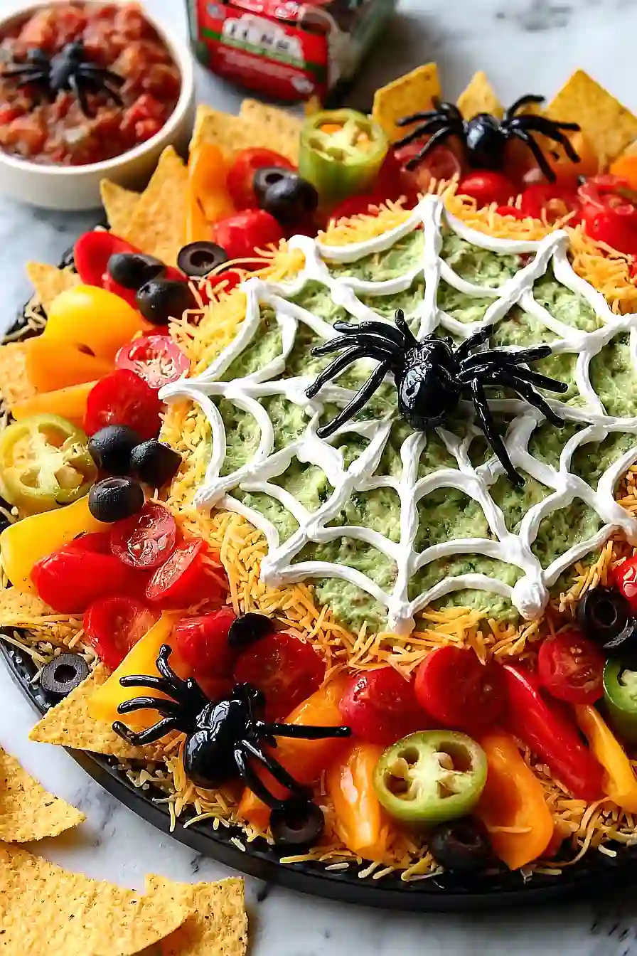 Spooky Spider Web Seven Layer Dip