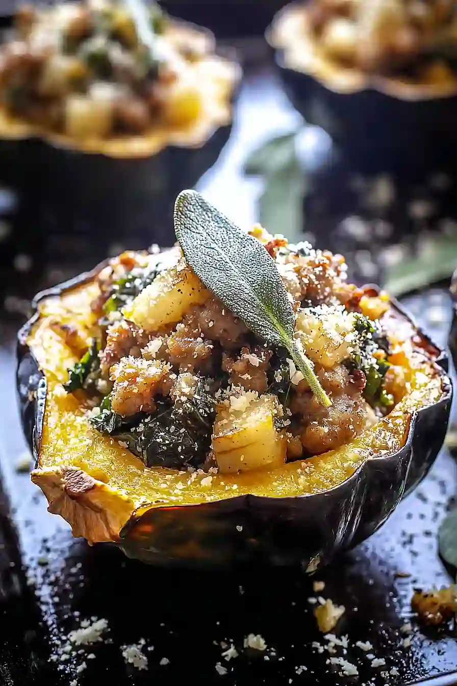Easy Stuffed Acorn Squash with Chicken Sausage