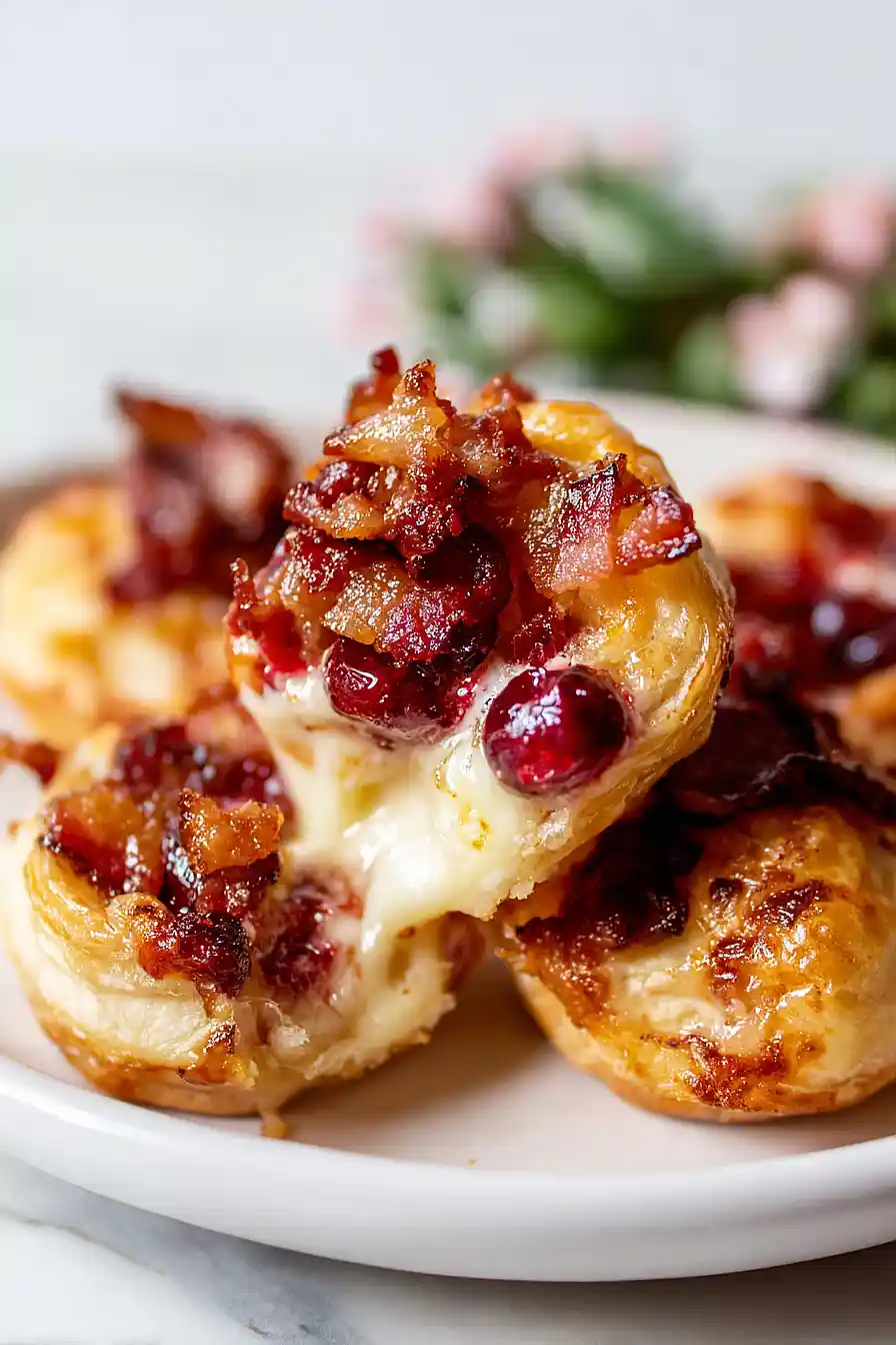 Quick Cranberry Bacon Brie Bites