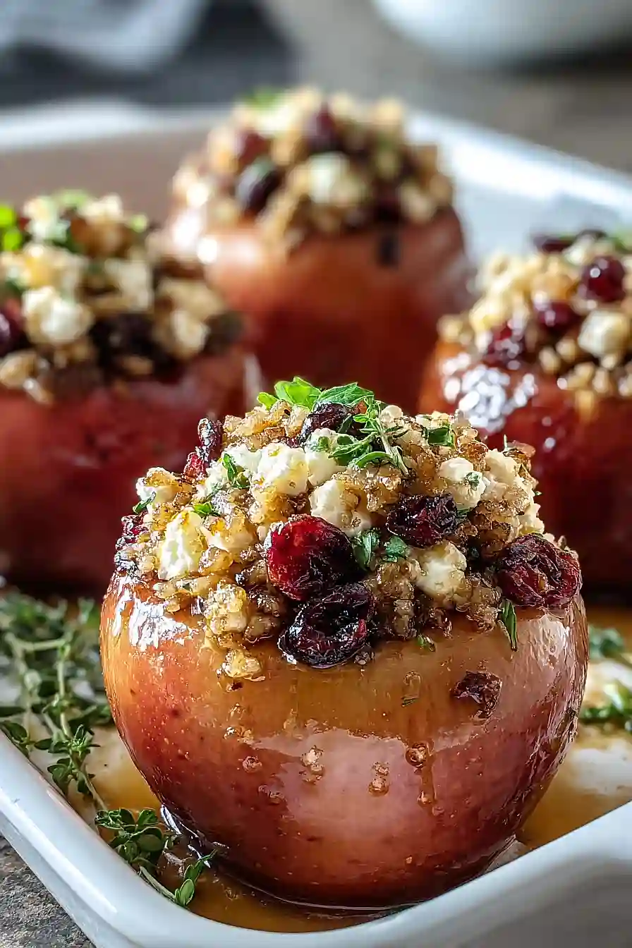 Gluten-Free Baked Apples with Feta, Honey, and Cranberries