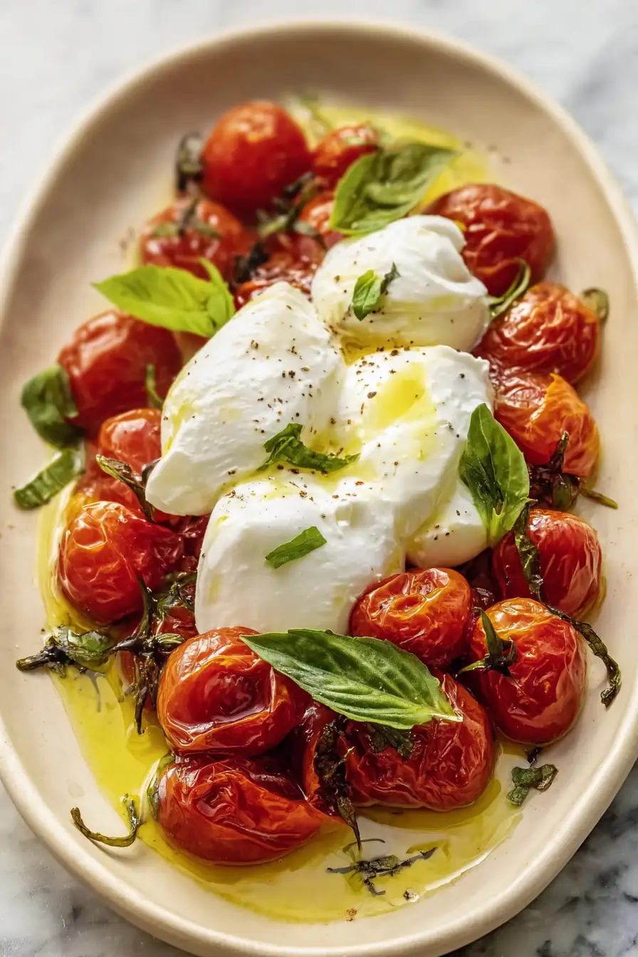 Juicy Roasted Tomatoes with Burrata