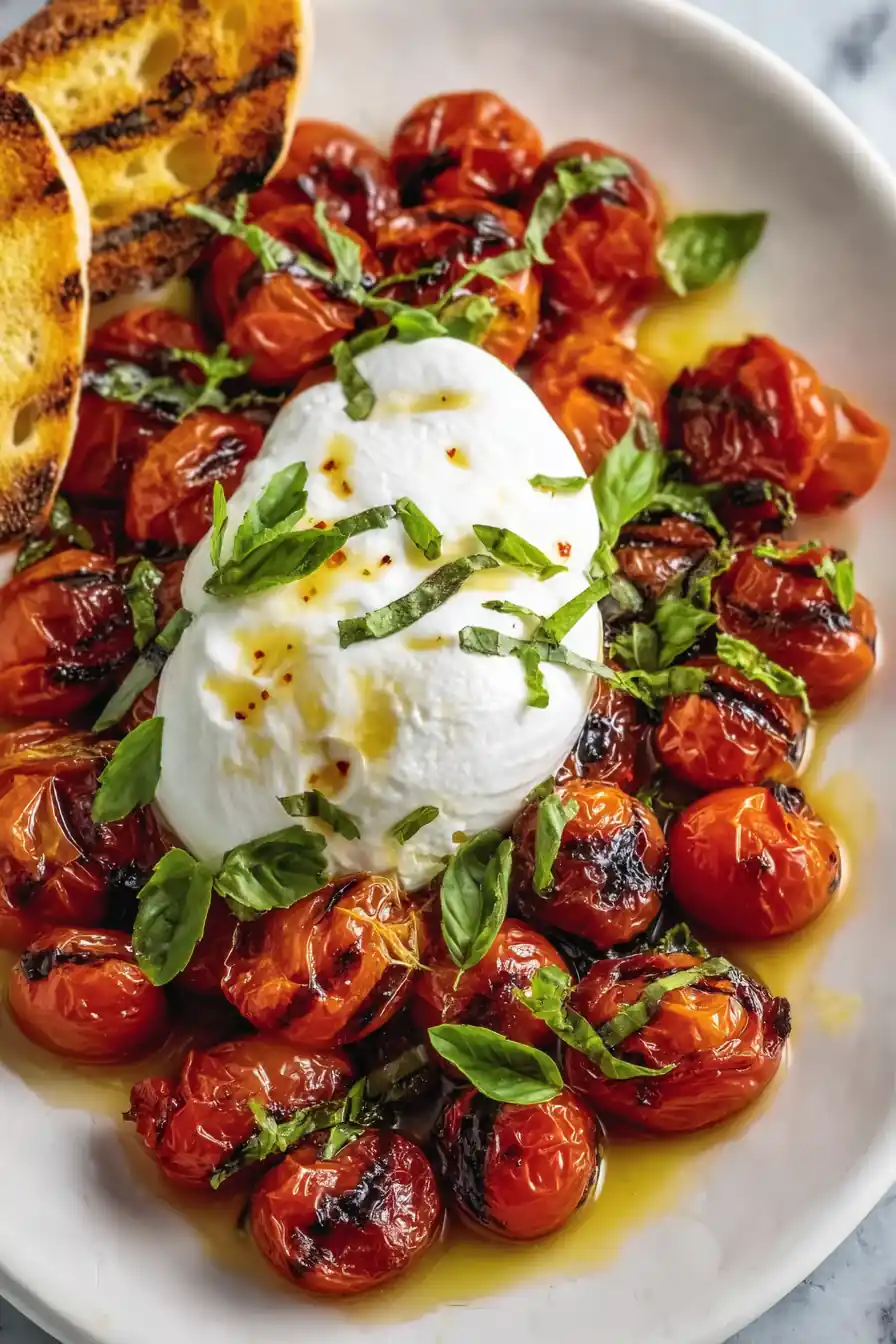 Juicy Roasted Tomatoes with Burrata