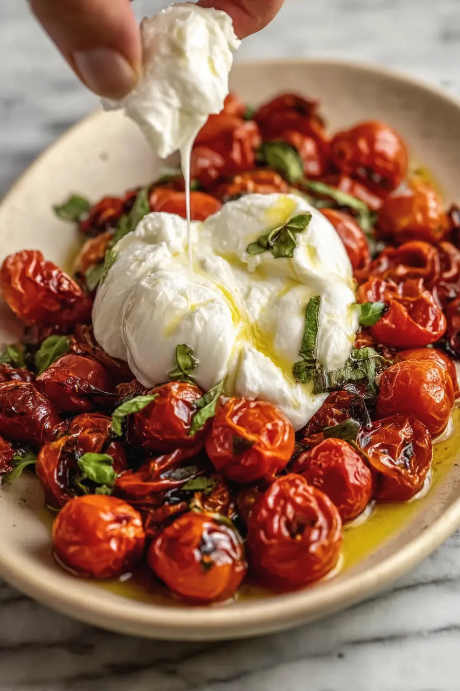 Juicy Roasted Tomatoes with Burrata