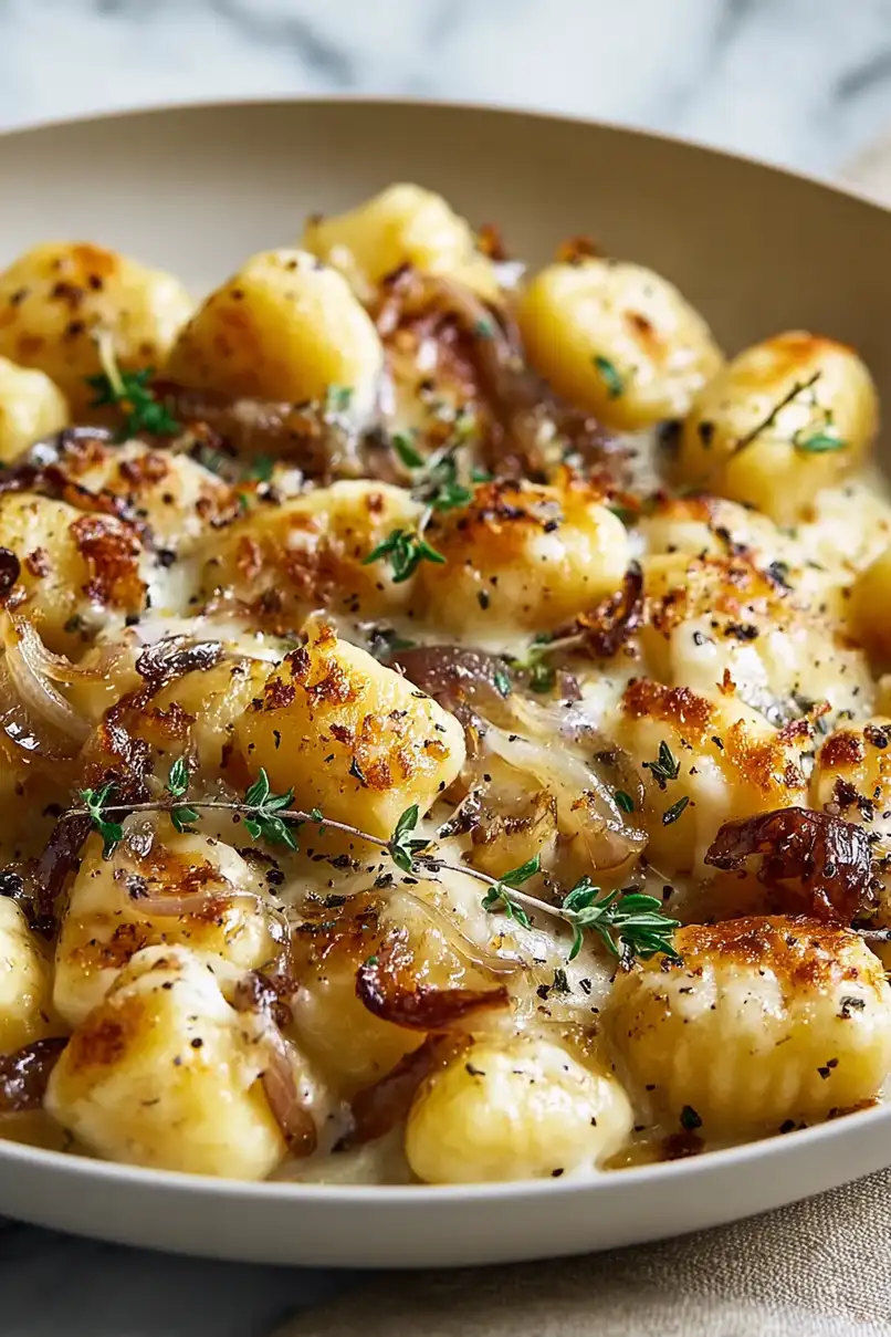 Perfect Gnocchi with Caramelized Onions and Gruyere