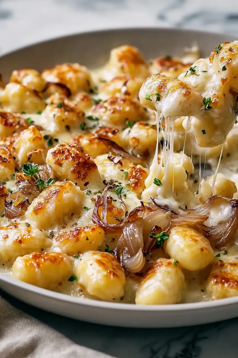 Perfect Gnocchi with Caramelized Onions and Gruyere