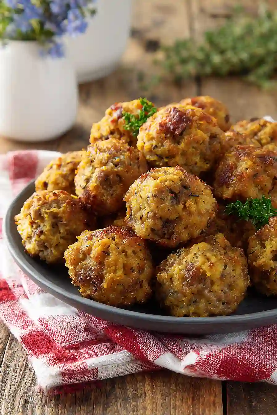Tasty Cornbread Stuffing Sausage Balls