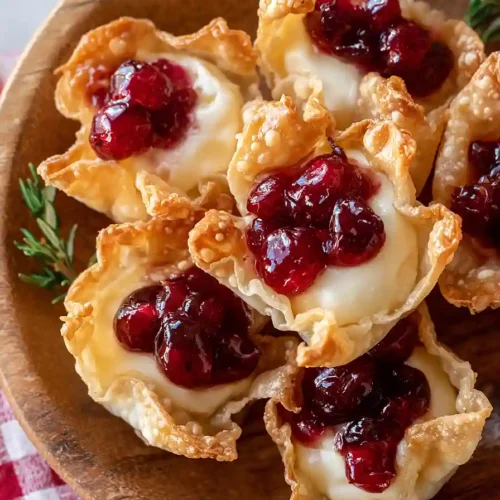 Simple Cranberry Brie Wonton Bites