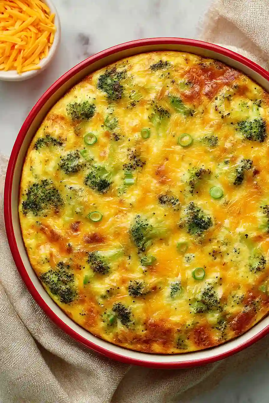 Quick Crustless Broccoli and Cheddar Quiche