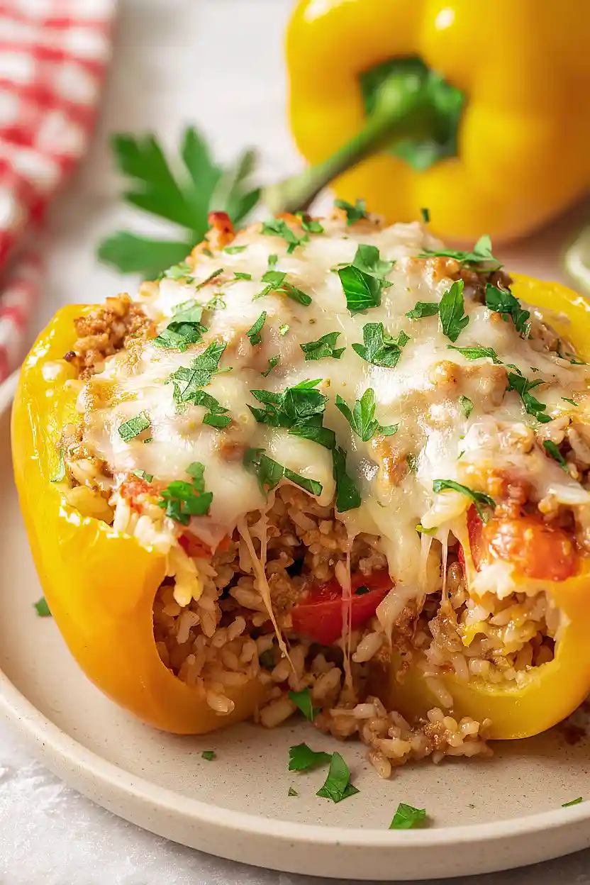 Italian Ground Turkey and Rice Stuffed Peppers