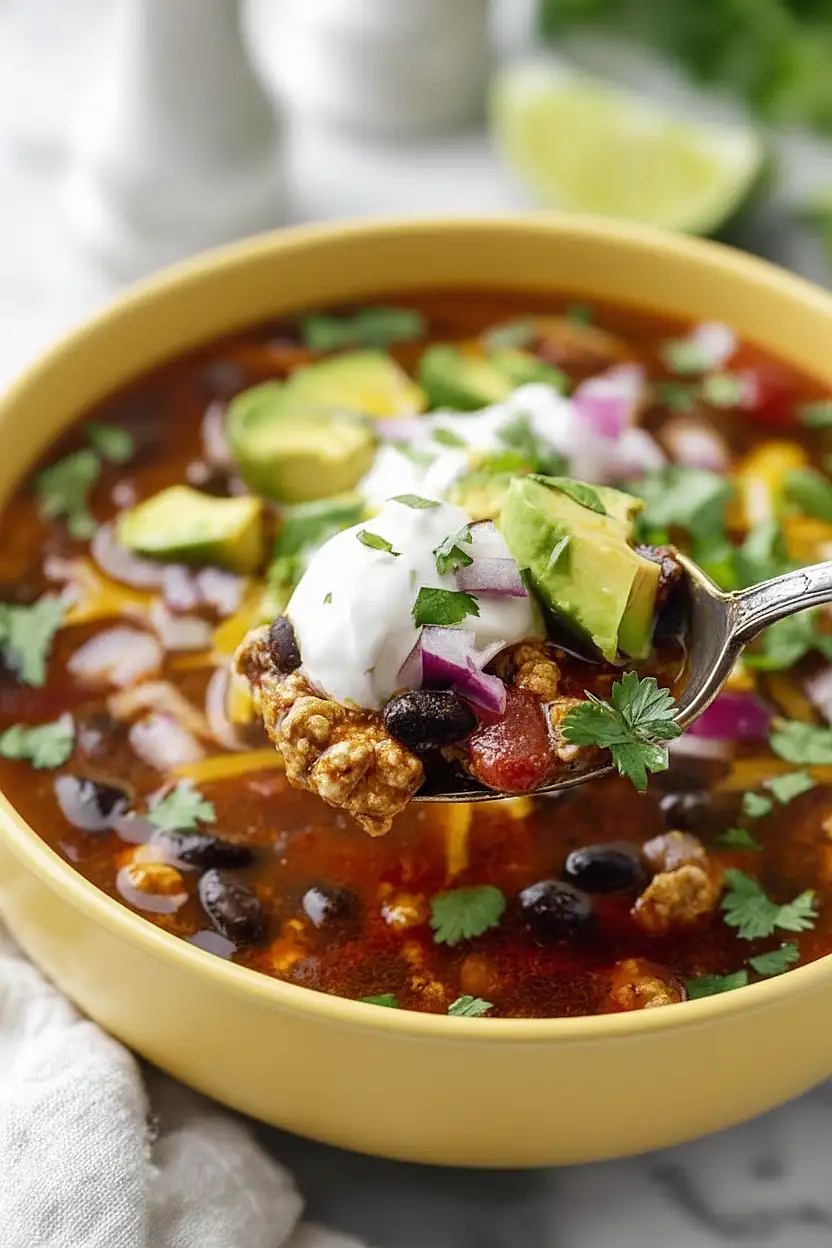 Homemade Ground Turkey and Black Bean Soup