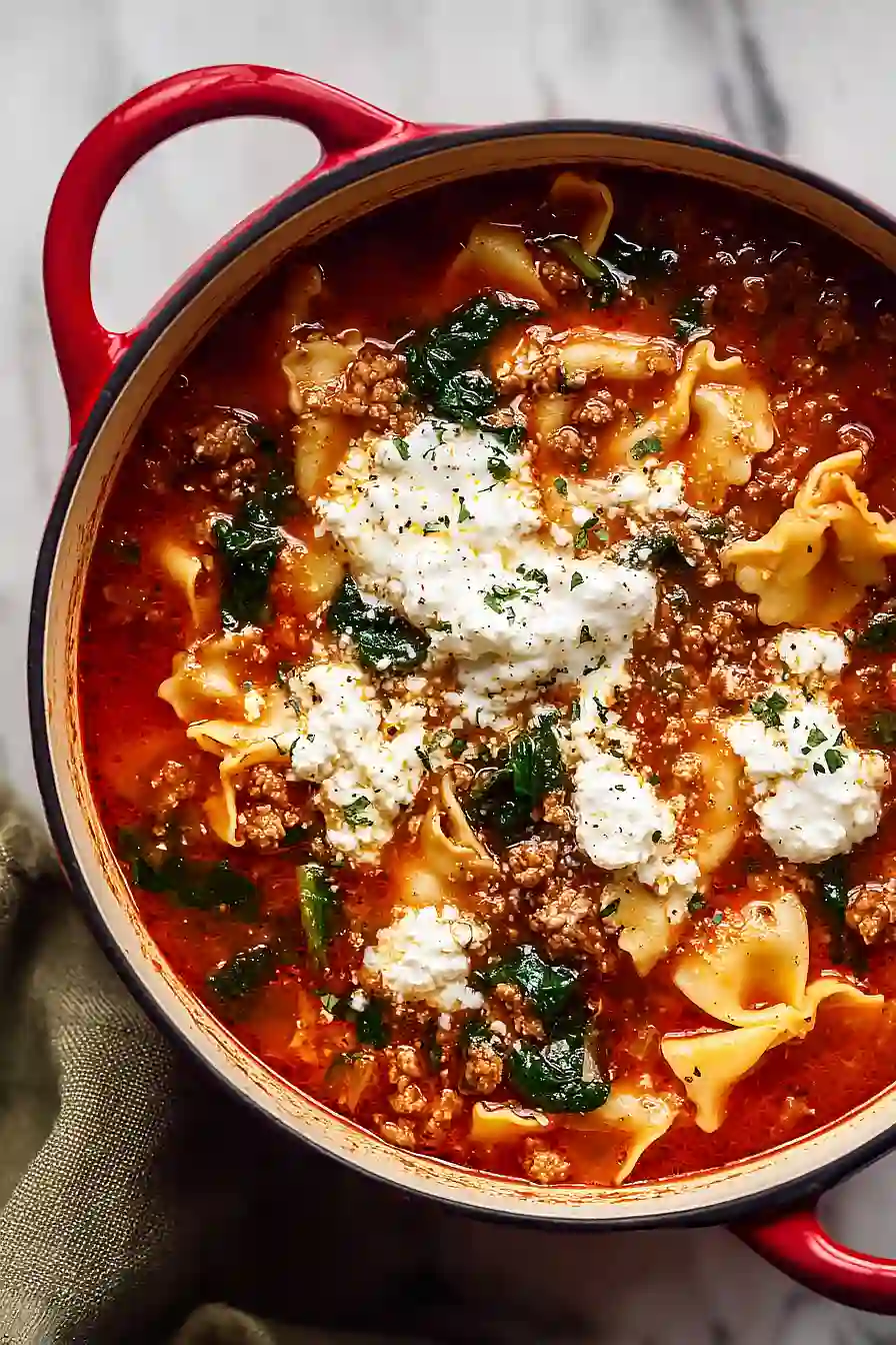 Quick Dutch Oven Lasagna Soup