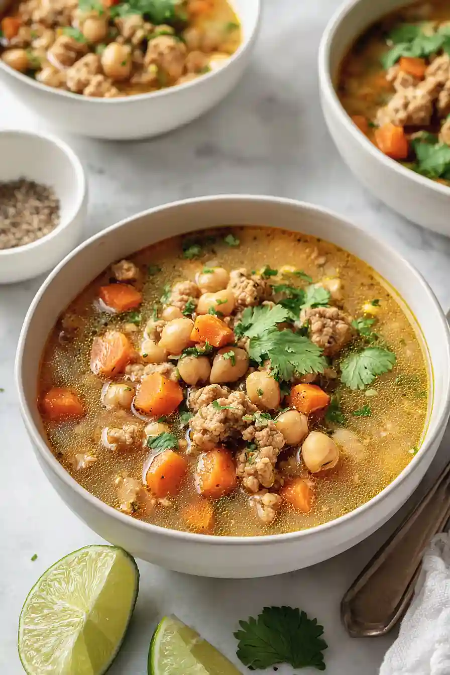 Nourishing Ground Turkey and Garbanzo Soup