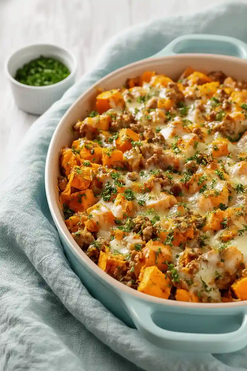 Hearty Ground Turkey and Sweet Potato Casserole