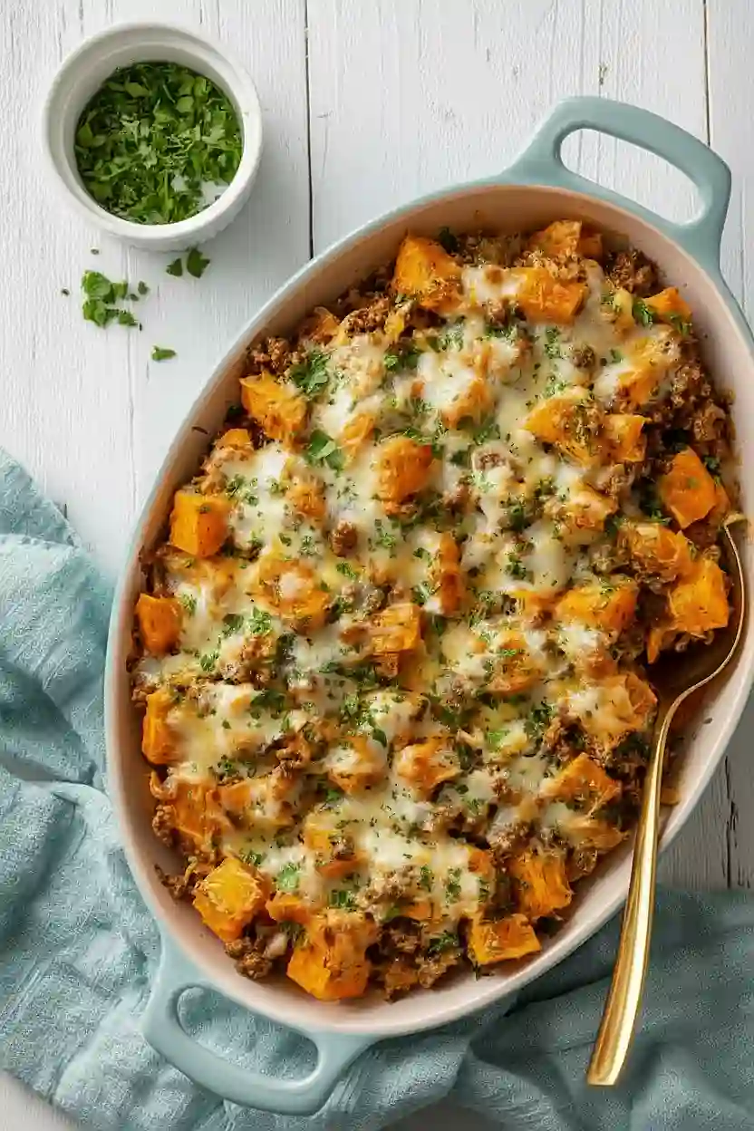 Hearty Ground Turkey and Sweet Potato Casserole